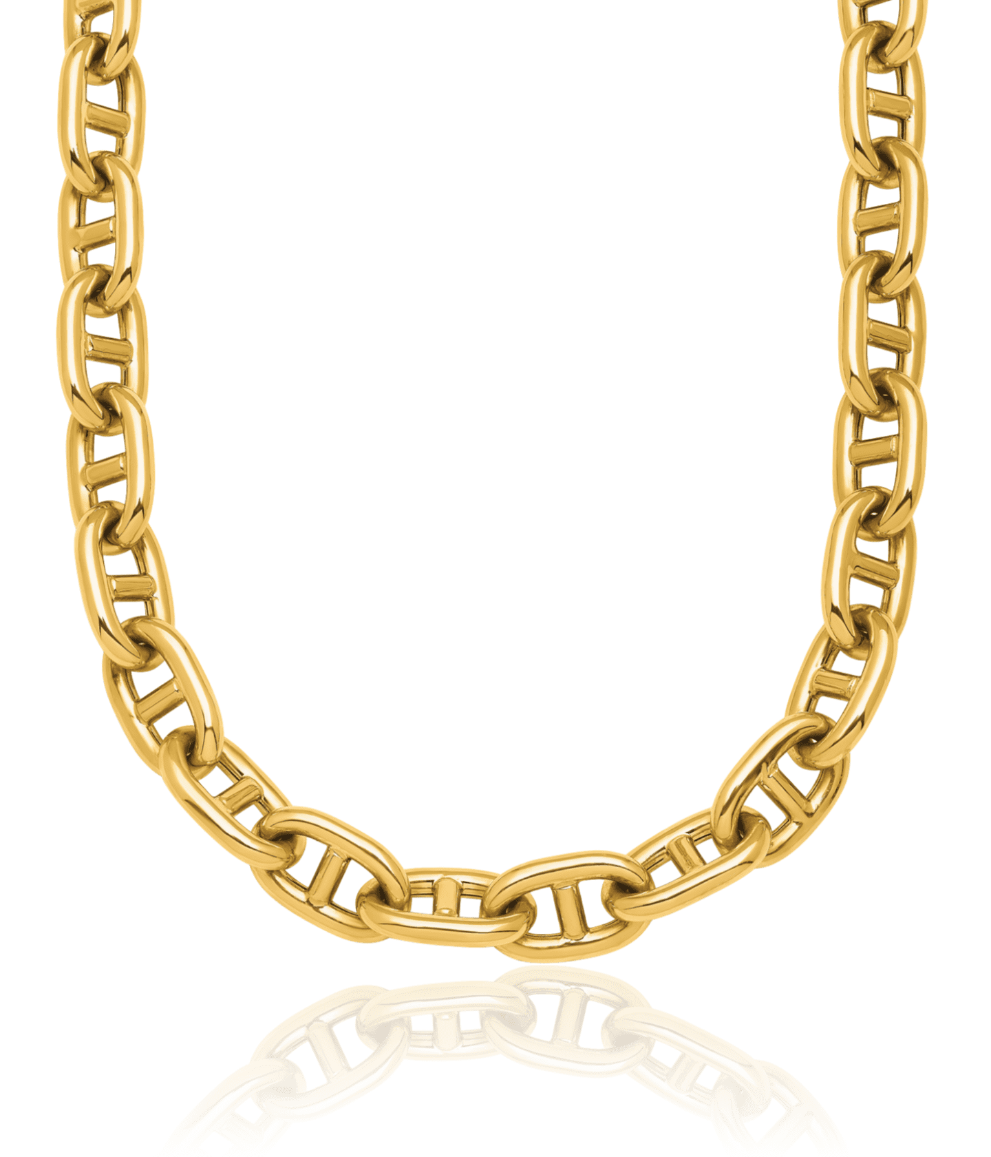 14K Solid Yellow Gold 8mm Anchor Mariner Link Y Drop Chain Necklace ...