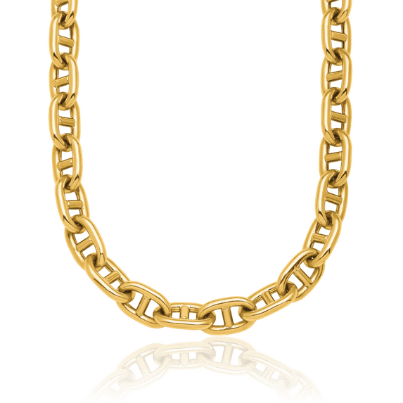 14K Solid Yellow Gold 8mm Anchor Mariner Link Y Drop Chain Necklace ...