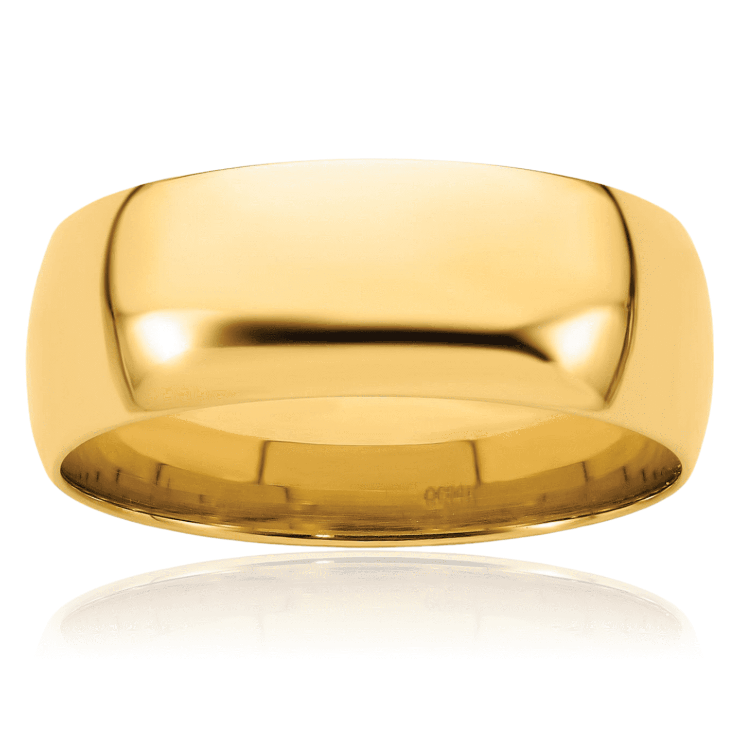 14K Solid Yellow Gold 8mm Comfort Fit Plain Classic Wedding Band Ring ...