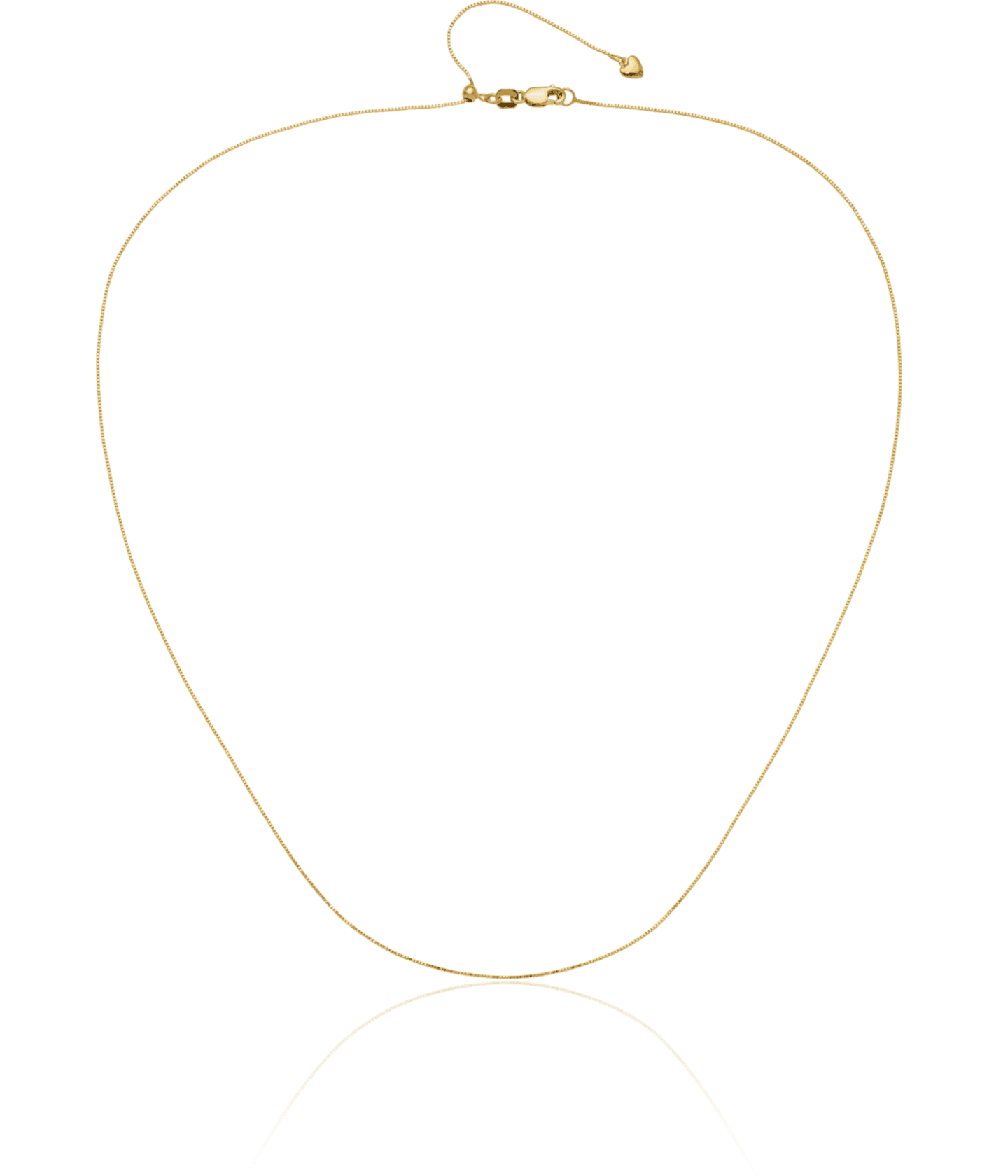 14K Solid Yellow Gold Adjustable 0.55mm Box Link Chain Necklace ...