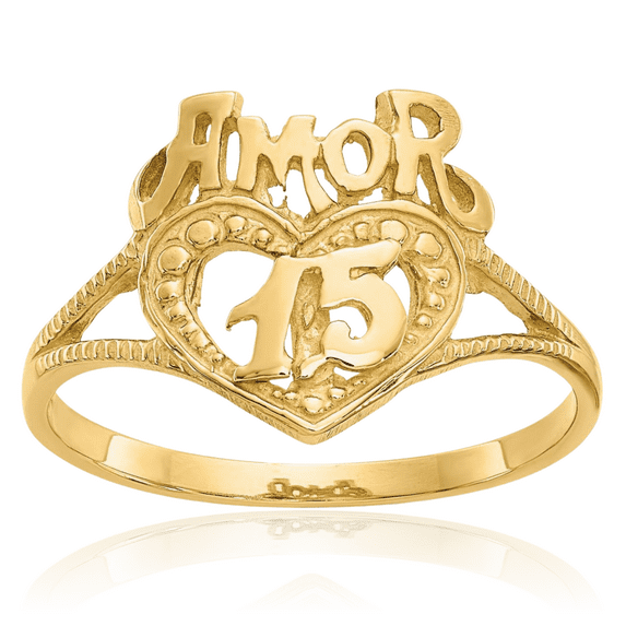 14K Solid Yellow Gold Anos Quinceanera Sweet 15 Years Old Birthday ...