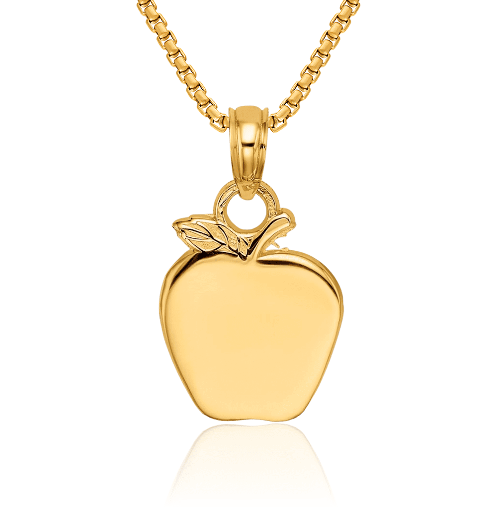 14K Solid Yellow Gold Apples Necklace Chain Pendant Charm with chain ...