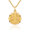 14K Solid Yellow Gold Best Godmother Necklace Chain Pendant Charm ...