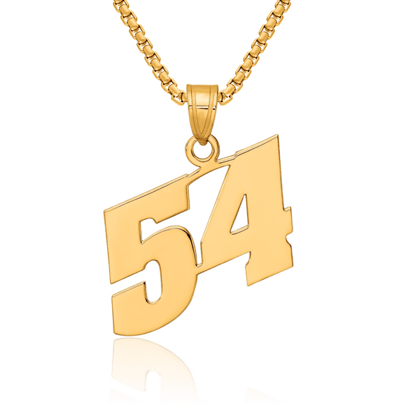 14K Solid Yellow Gold Block Number 54 Necklace Chain Pendant Charm ...