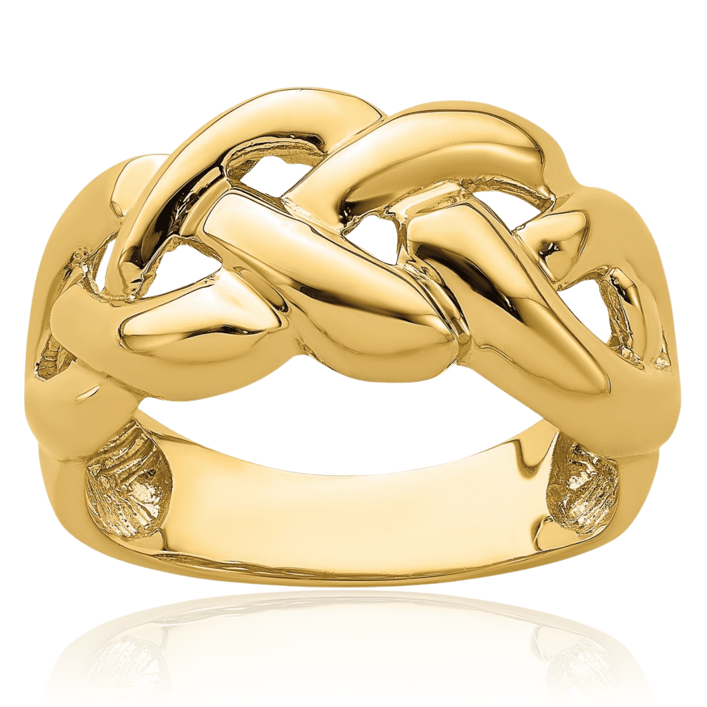 14K Solid Yellow Gold Braided Chunky Dome Statement Ring - Walmart.com
