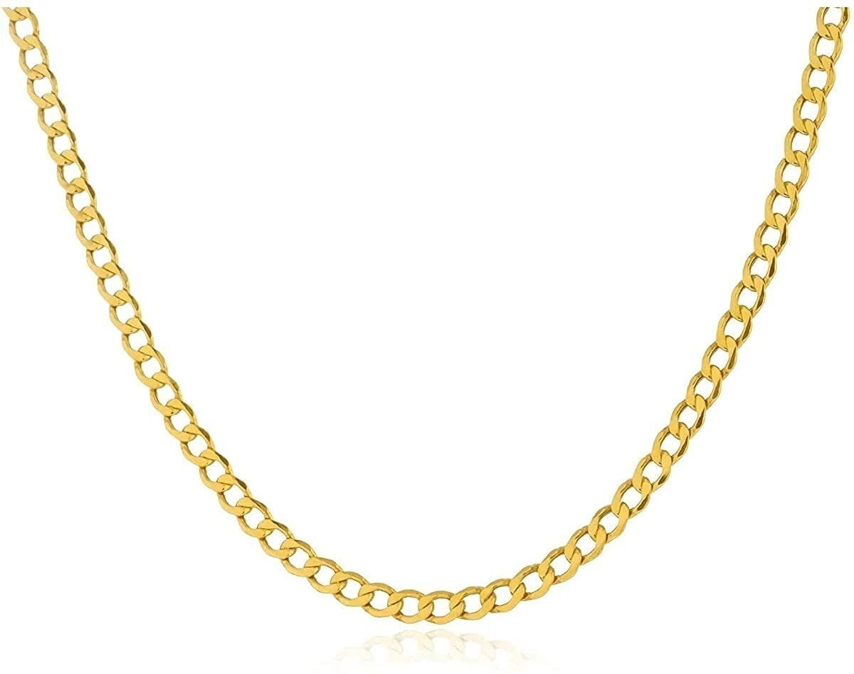 14K Solid Yellow Gold Cuban Necklace Chain 2.00mm 16'' Through 30 ...