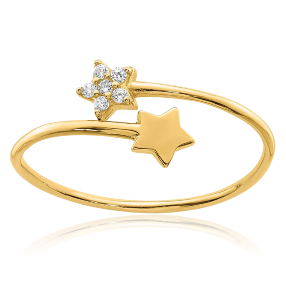 14K Solid Yellow Gold Cubic Zirconia CZ Star Ring - Walmart.com