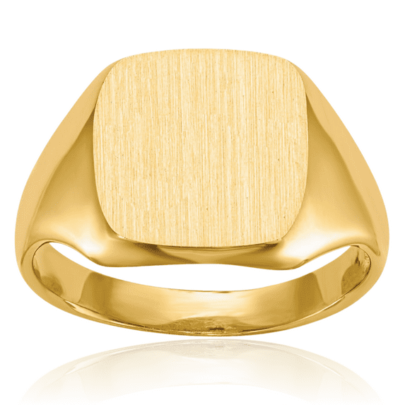 14K Solid Yellow Gold Custom Engraved Signet Ring Handmade Personalized ...
