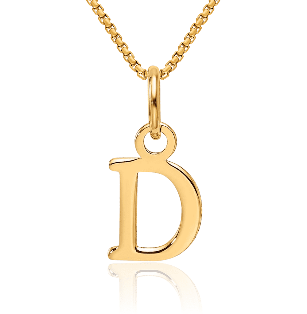 14K Solid Yellow Gold Dainty Letter D Initial Name Monogram Necklace ...