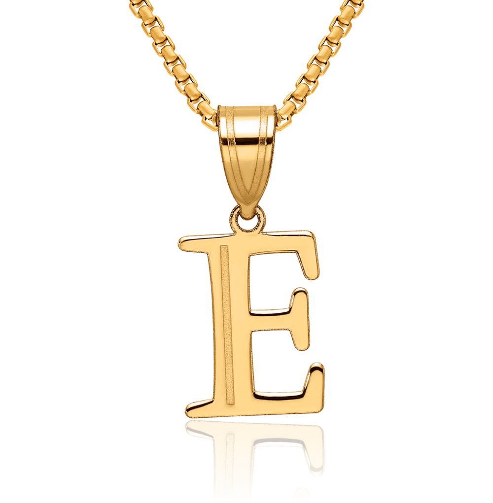14K Solid Yellow Gold Dainty Letter E Initial Name Monogram Necklace ...