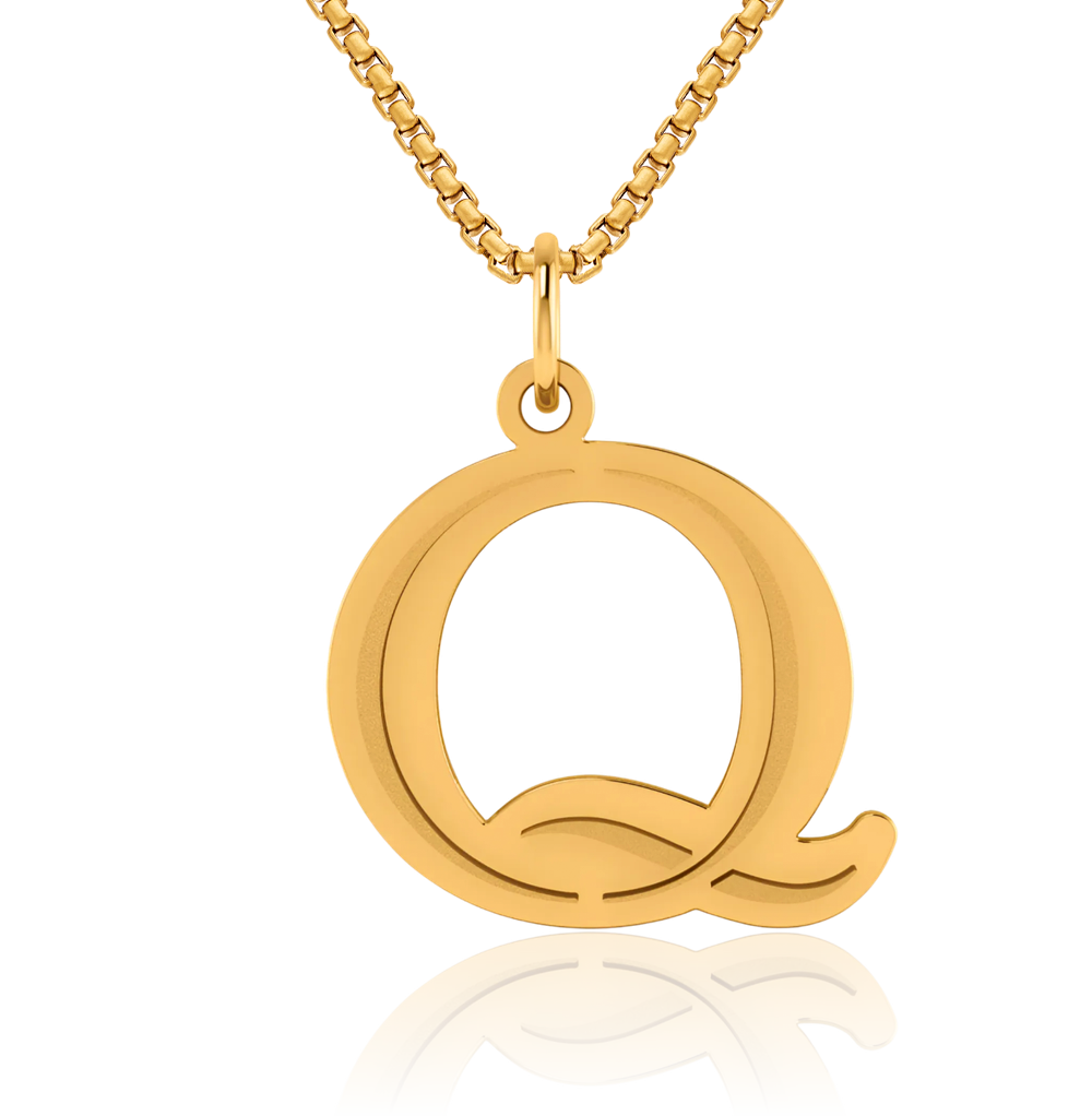 14K Solid Yellow Gold Dainty Letter Q Initial Name Monogram Necklace ...