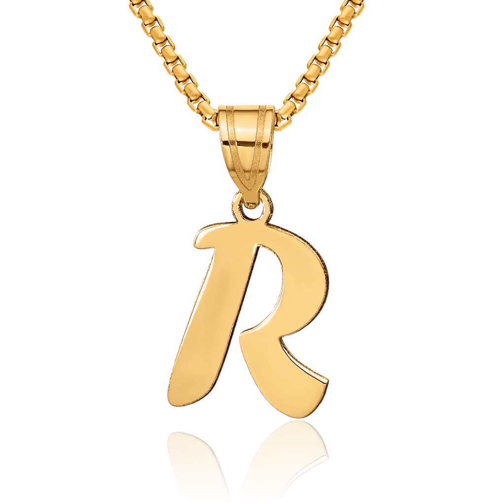 14K Solid Yellow Gold Dainty Letter R Initial Name Monogram Necklace ...