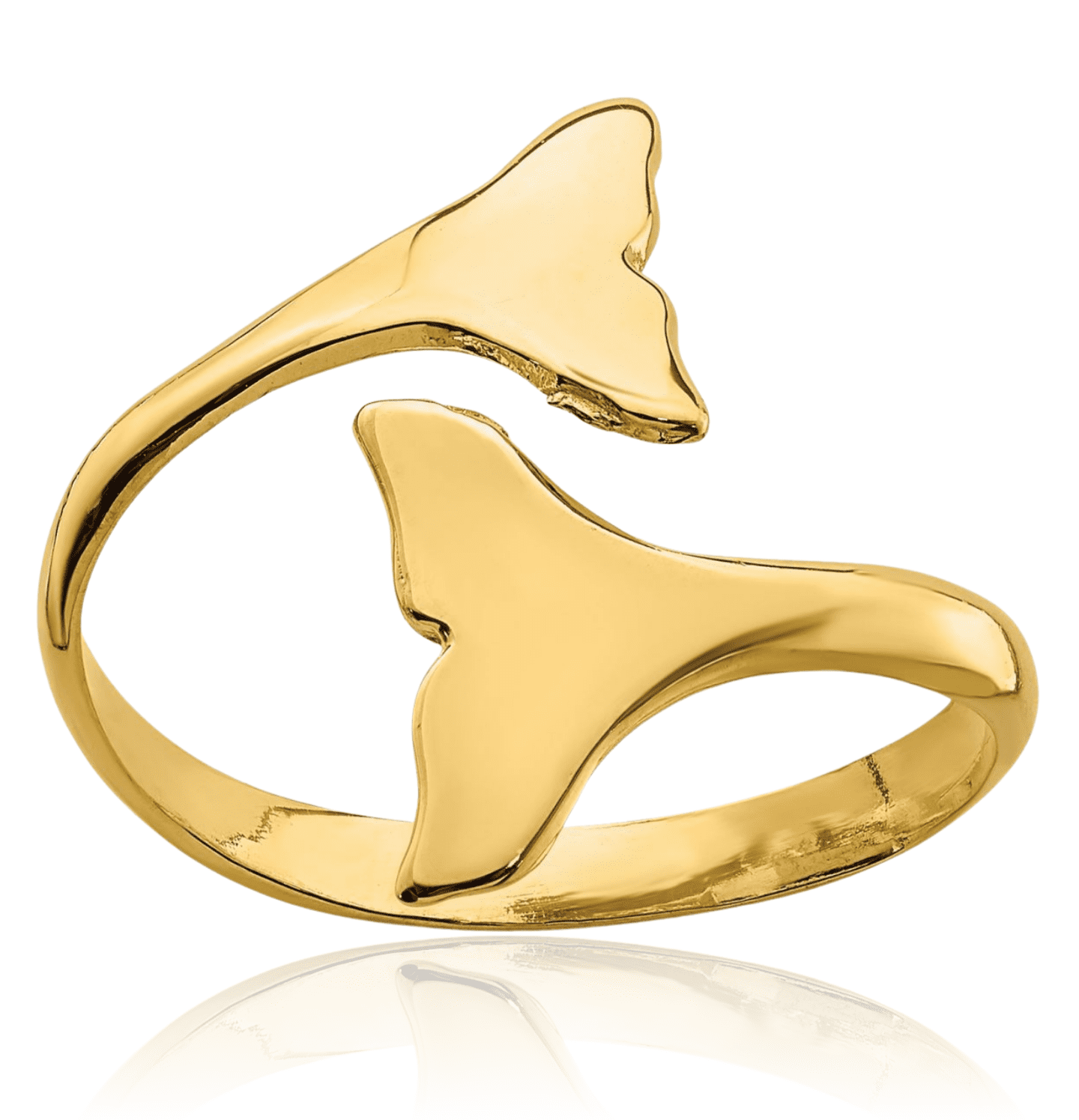 14K Solid Yellow Gold Double Whale Tails Ring - Walmart.com