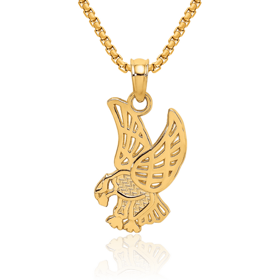 14K Solid Yellow Gold Eagle Symbol of Strength Freedom Hawk Bird ...