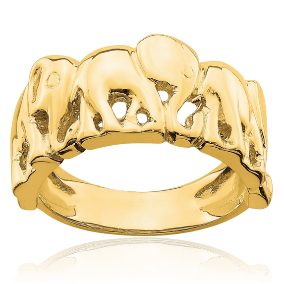 14K Solid Yellow Gold Elephant Ring - Walmart.com