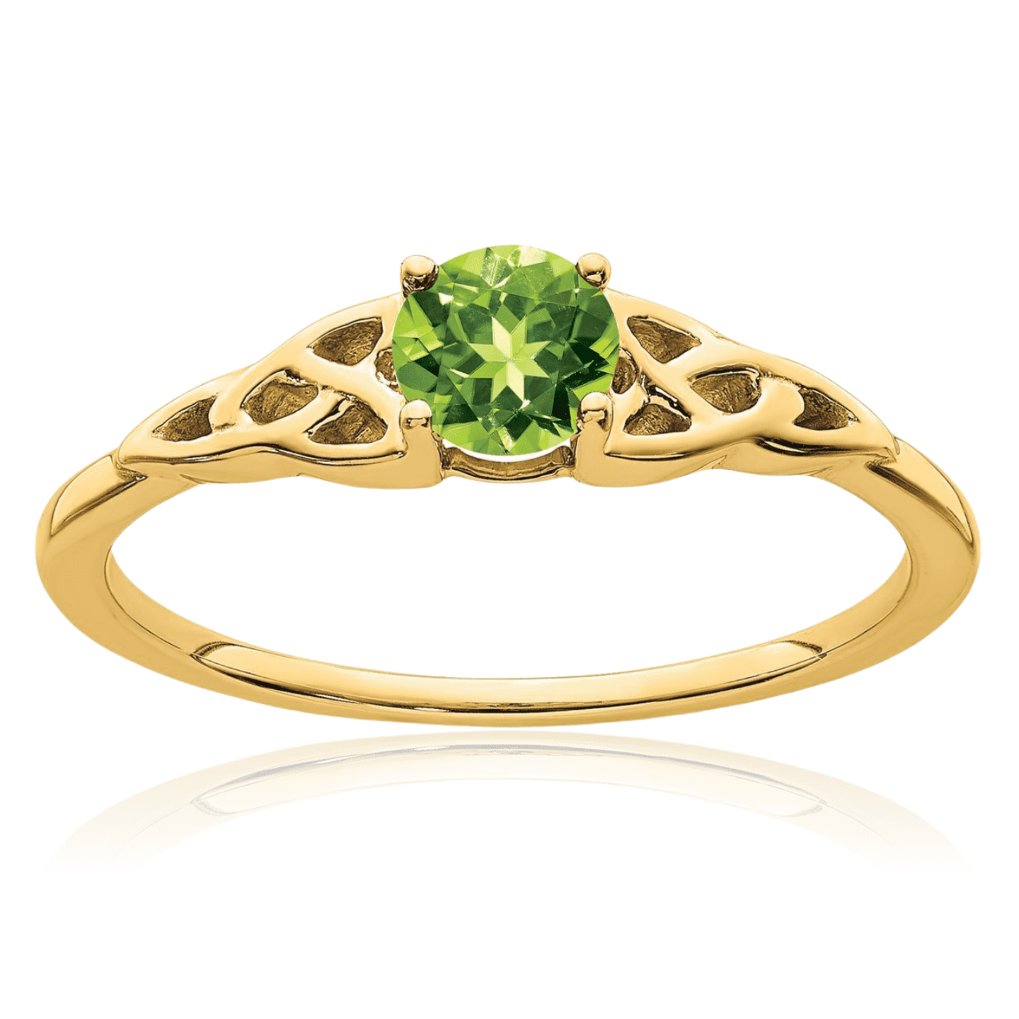 14K Solid Yellow Gold Green Peridot Heart Irish Claddagh Celtic Love ...
