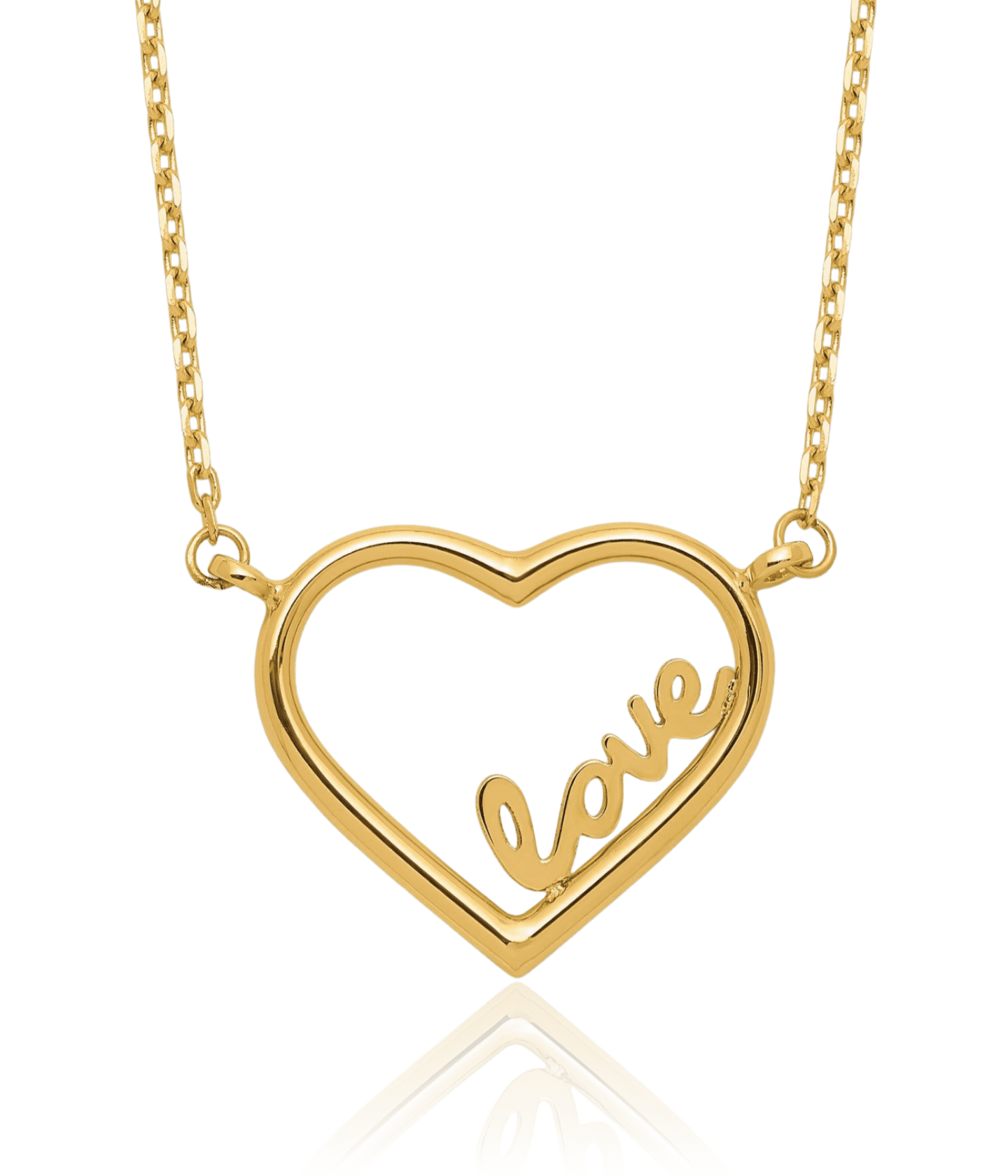 14K Solid Yellow Gold Heart Chain Necklace - Walmart.com