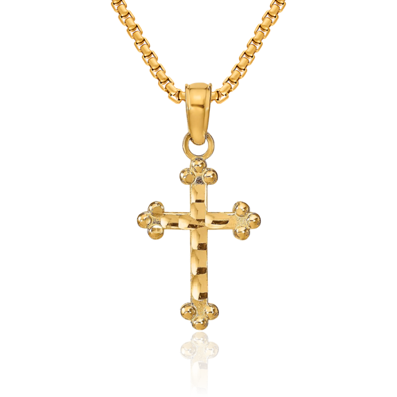 14K Solid Yellow Gold Holy Cross Necklace Religious Chain Pendant Jesus ...