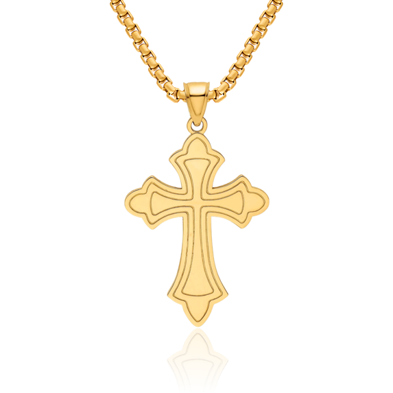 14K Solid Yellow Gold Holy Cross Necklace Religious Chain Pendant Jesus ...
