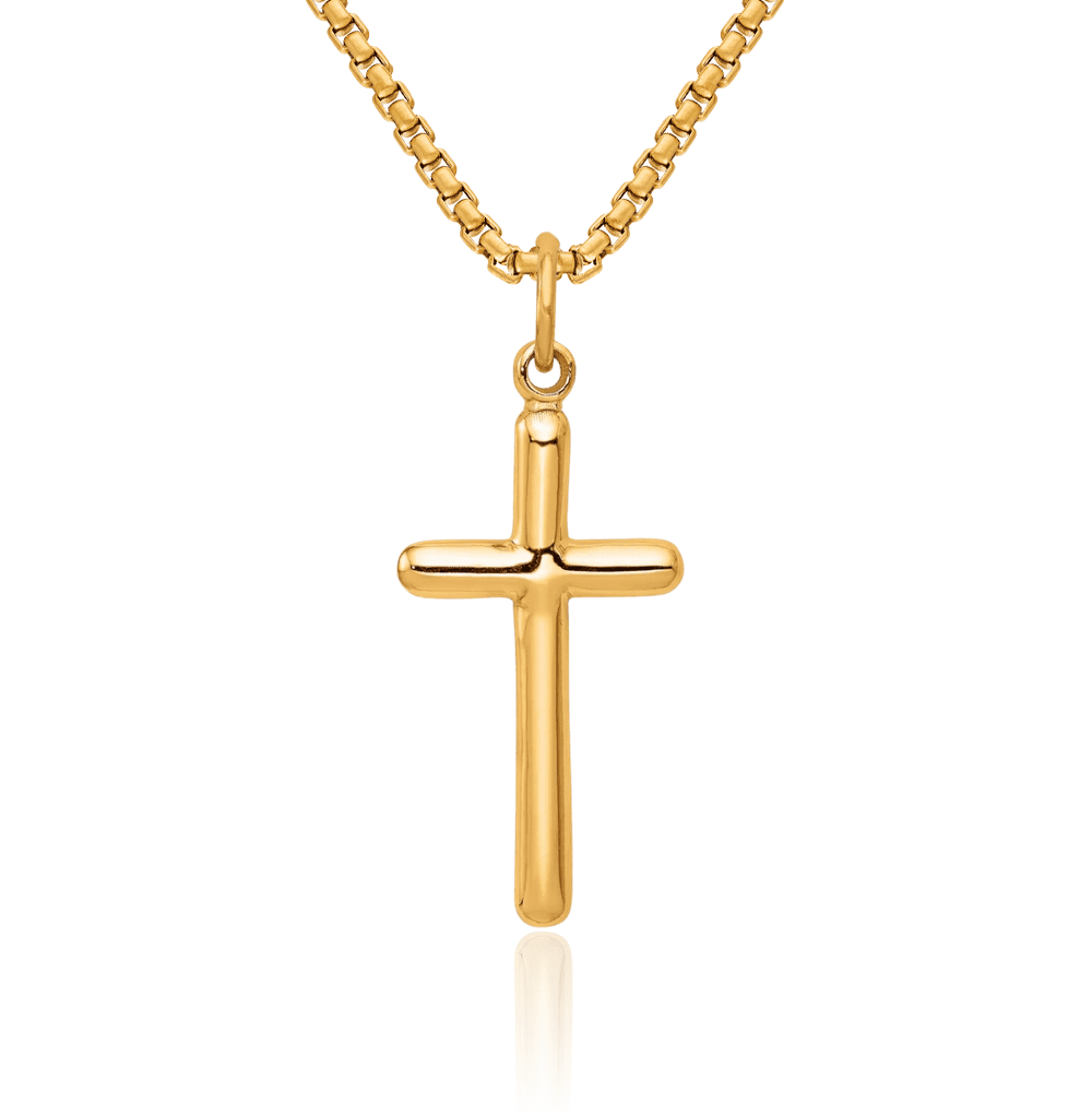 14K Solid Yellow Gold Holy Cross Necklace Religious Chain Pendant Jesus ...