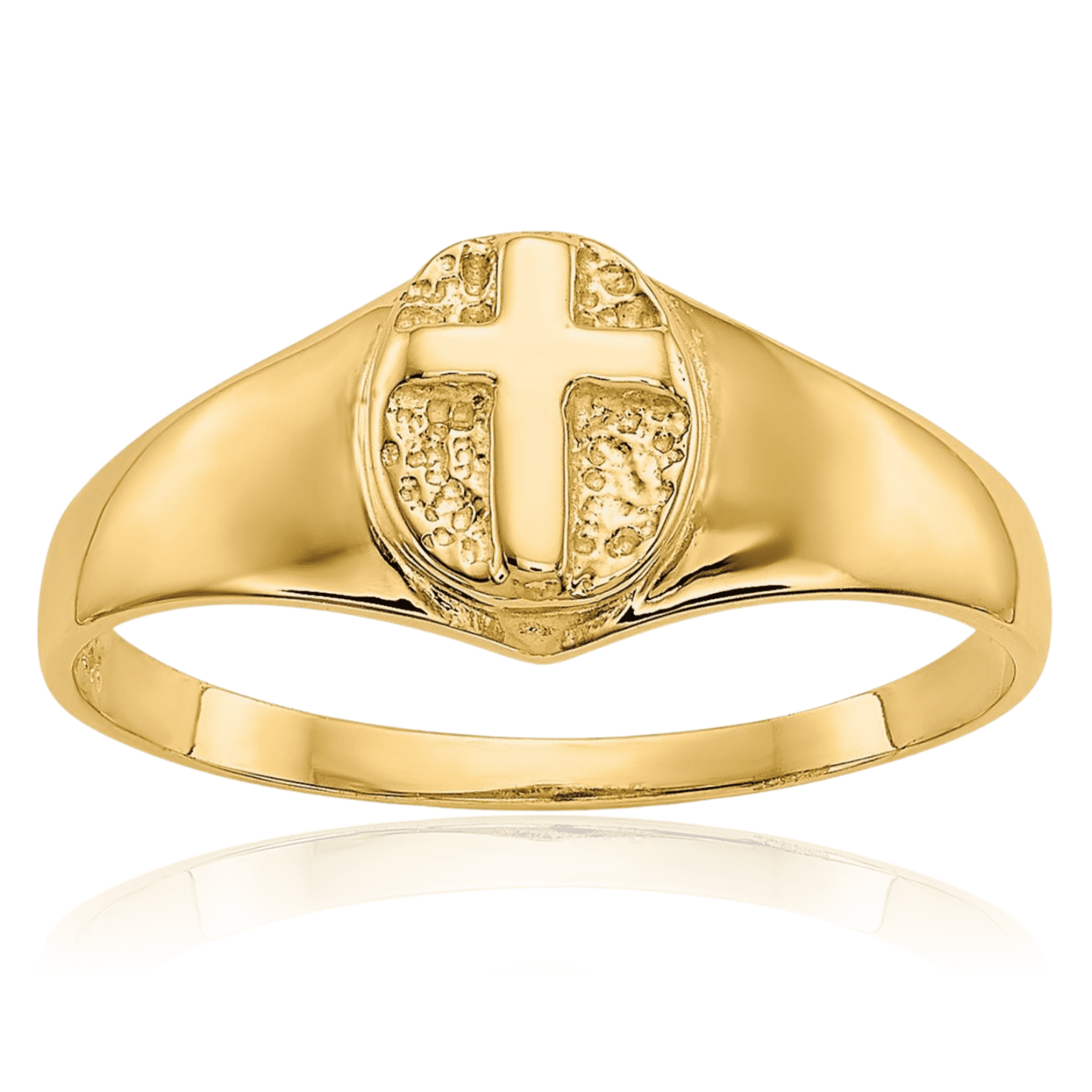 14K Solid Yellow Gold Holy Cross Ring Christian Religious Band - Walmart.com