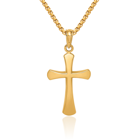 14K Solid Yellow Gold Latin Mexican Holy Cross Round Necklace Religious ...