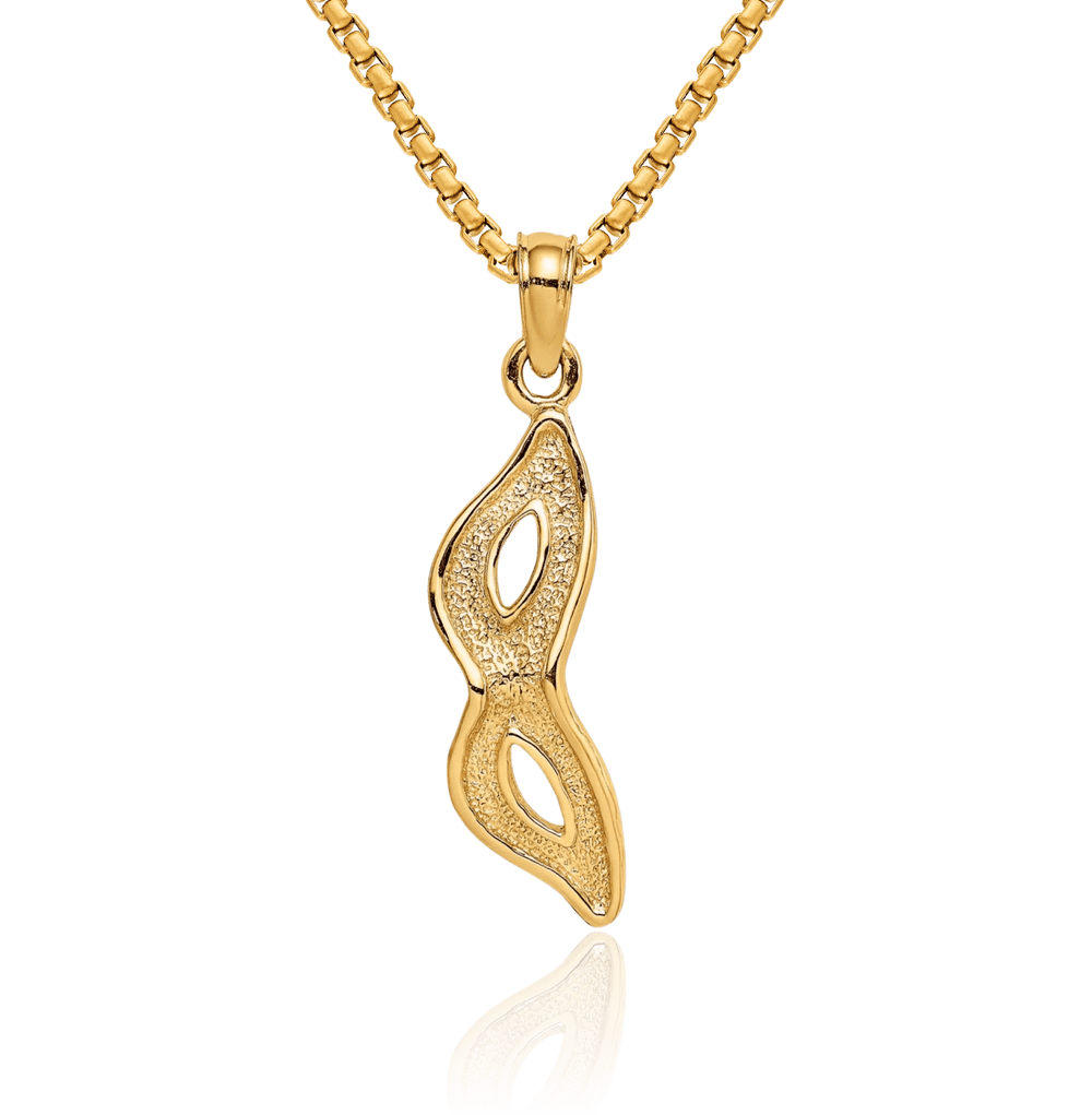 14K Solid Yellow Gold Masquerade Mask Necklace Chain Pendant Charm with ...