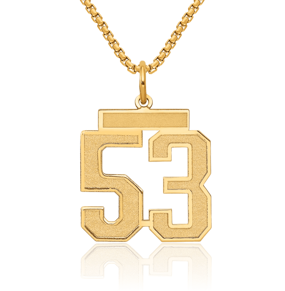 14K Solid Yellow Gold Medium Number 53 Necklace Chain Pendant Charm ...