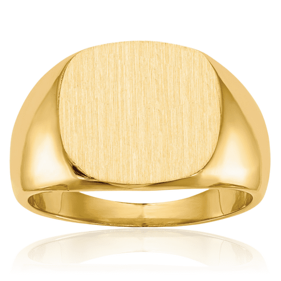 14K Solid Yellow Gold Mens Custom Engraved Signet Ring Handmade ...