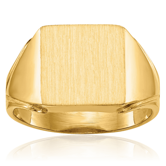 14K Solid Yellow Gold Mens Custom Engraved Signet Ring Handmade ...