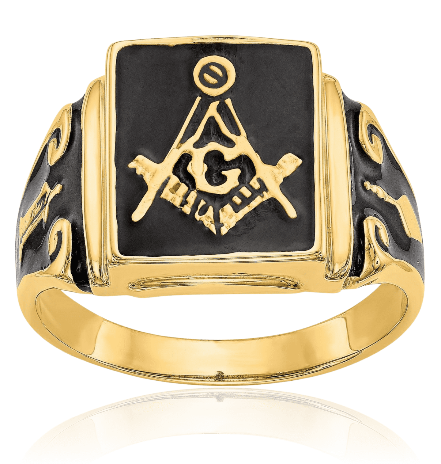 14K Solid Yellow Gold Mens No Master Mason Signet Freemason Masonic ...
