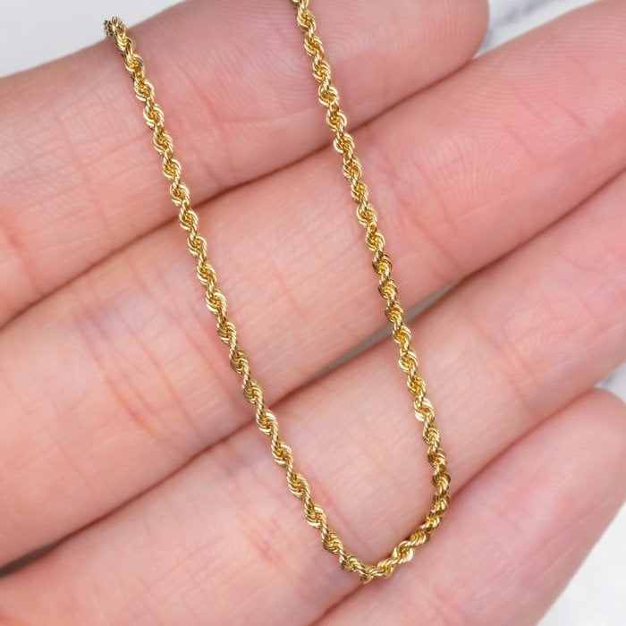14K Solid Yellow Gold Necklace Rope Chain 14" 16'' 18" 20" 22" 24" 26 ...
