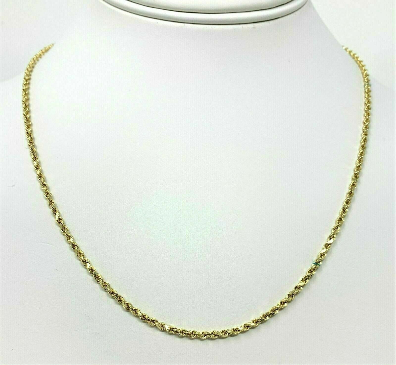 14K Solid Yellow Gold Necklace Rope Chain 14" 16'' 18" 20" 22" 24" 26 ...