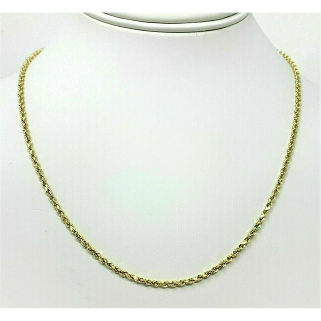 14K Solid Yellow Gold Necklace Rope Chain 14" 16'' 18" 20" 22" 24" 26 ...
