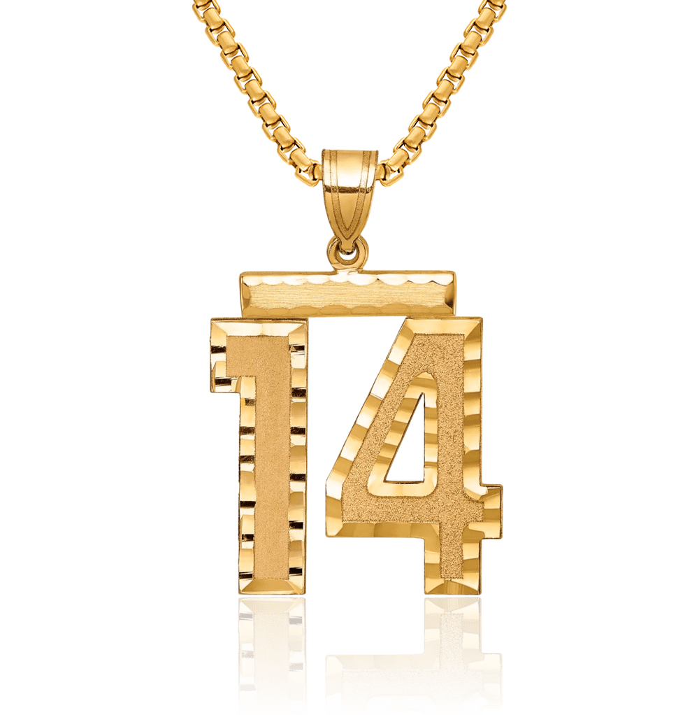 14K Solid Yellow Gold Number 14 Necklace Chain Pendant Charm - Walmart.com