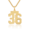 14K Solid Yellow Gold Number 36 Necklace Chain Pendant Charm with chain ...