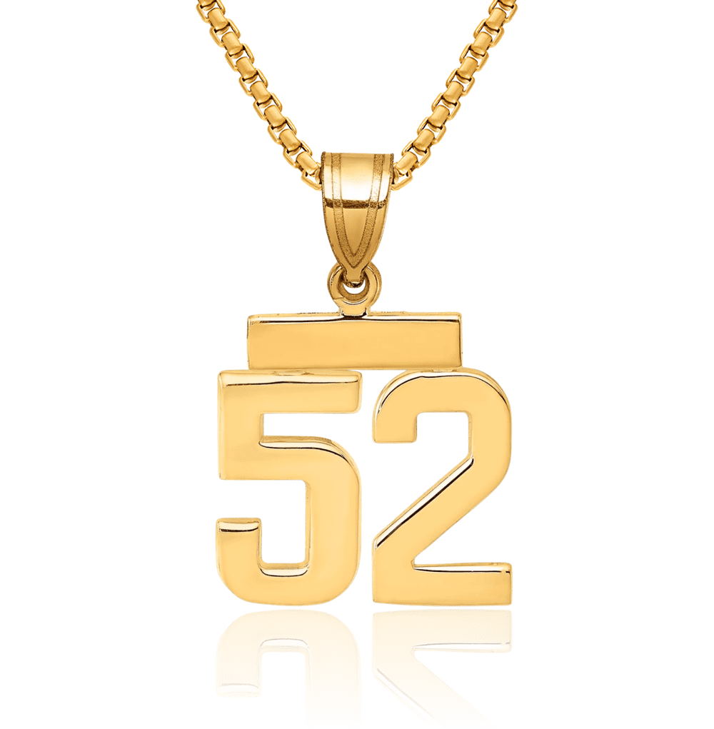 14K Solid Yellow Gold Number 52 Necklace Chain Pendant Charm - Walmart.com