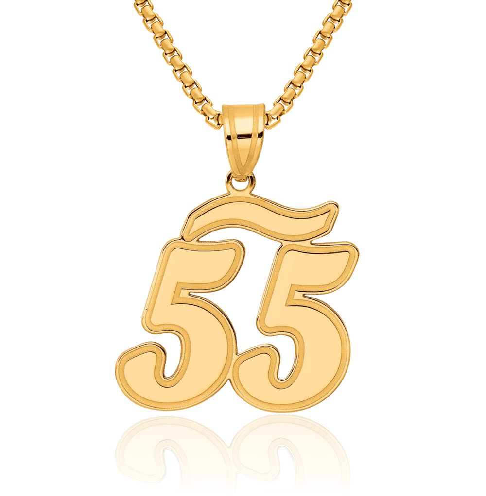 14K Solid Yellow Gold Number 55 Necklace Chain Pendant Charm - Walmart.com