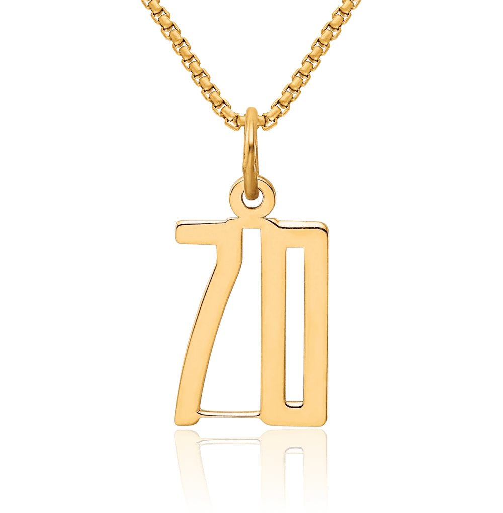 14K Solid Yellow Gold Number 70 Necklace Chain Pendant Charm - Walmart.com