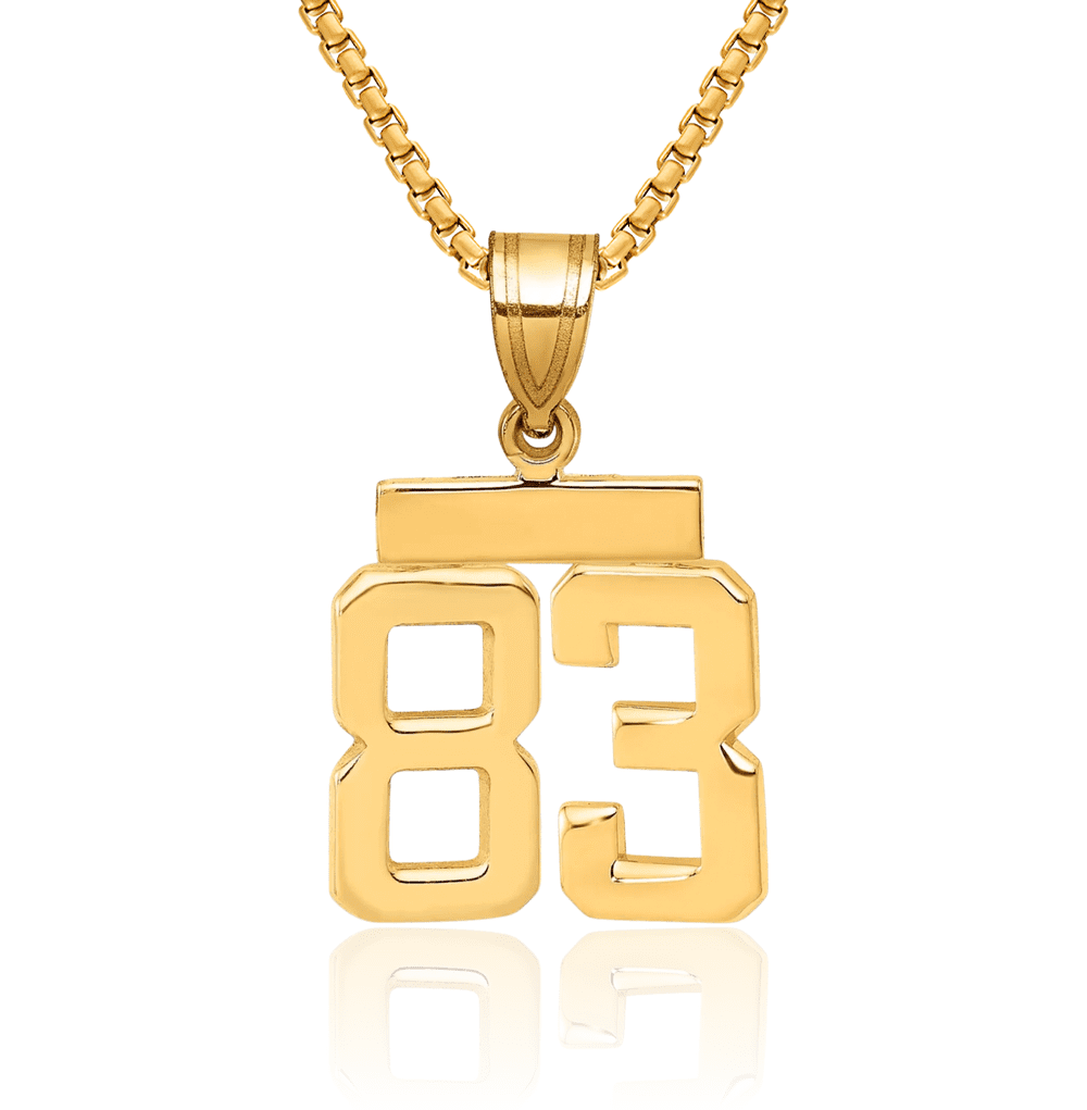 14K Solid Yellow Gold Number 83 Necklace Chain Pendant Charm with chain ...
