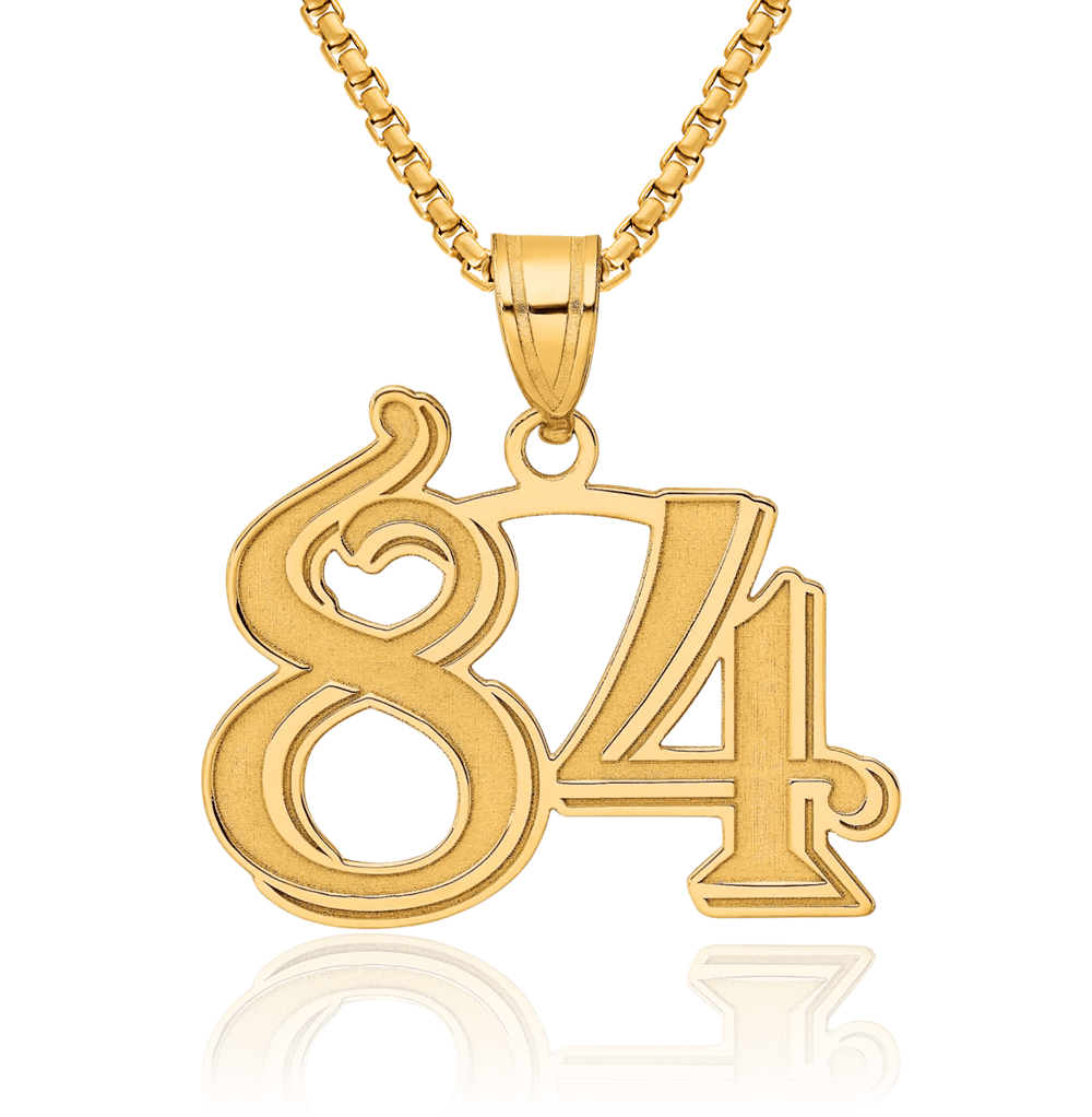 14K Solid Yellow Gold Number 84 Necklace Chain Pendant Charm - Walmart.com