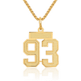 14K Solid Yellow Gold Number 93 Necklace Chain Pendant Charm with chain ...