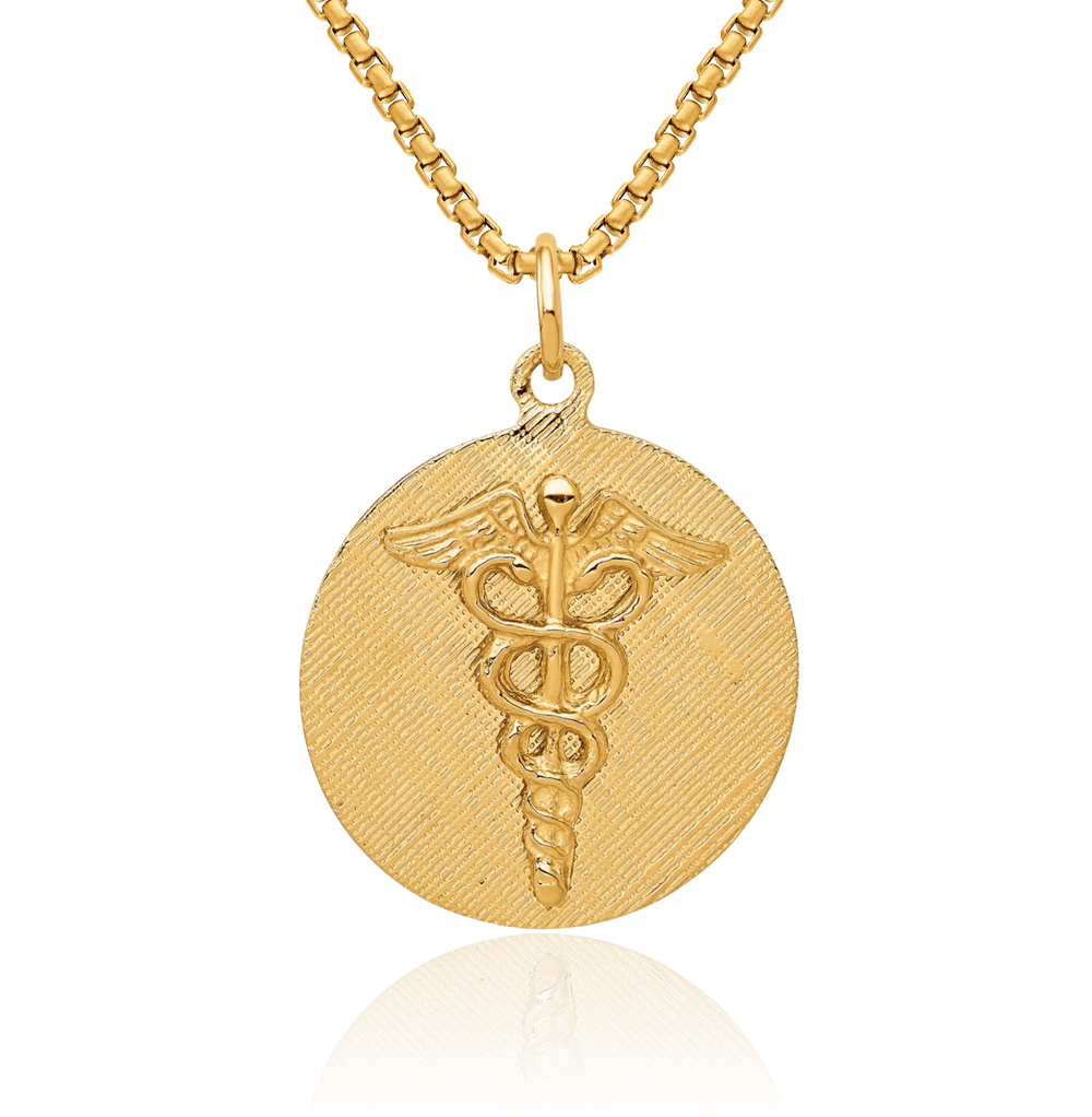 14K Solid Yellow Gold Nurse Caduceus Paramedic Emt Doctor Medical ...