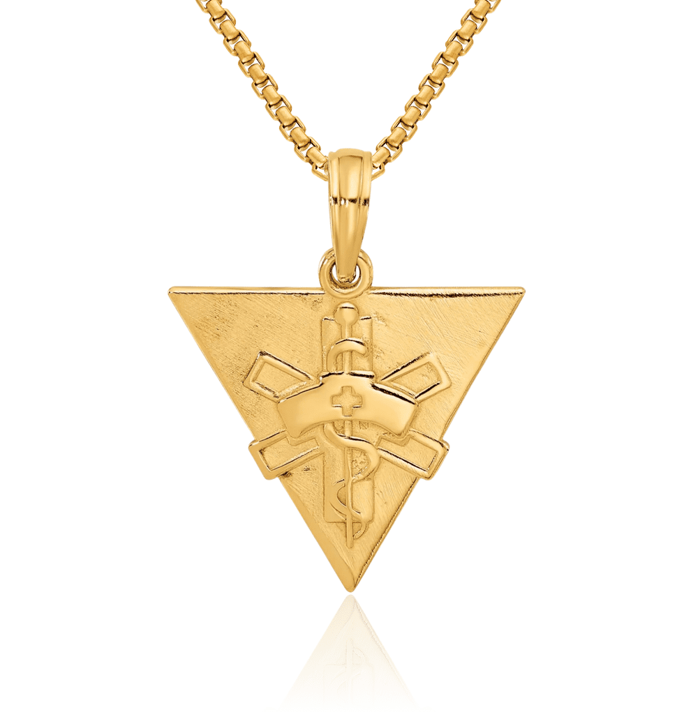 14K Solid Yellow Gold Nurse Caduceus Paramedic Emt Doctor Medical ...