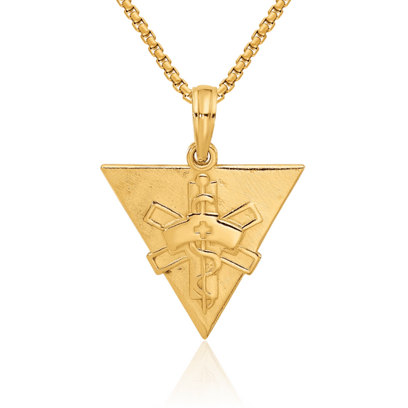 14K Solid Yellow Gold Nurse Caduceus Paramedic Emt Doctor Medical ...