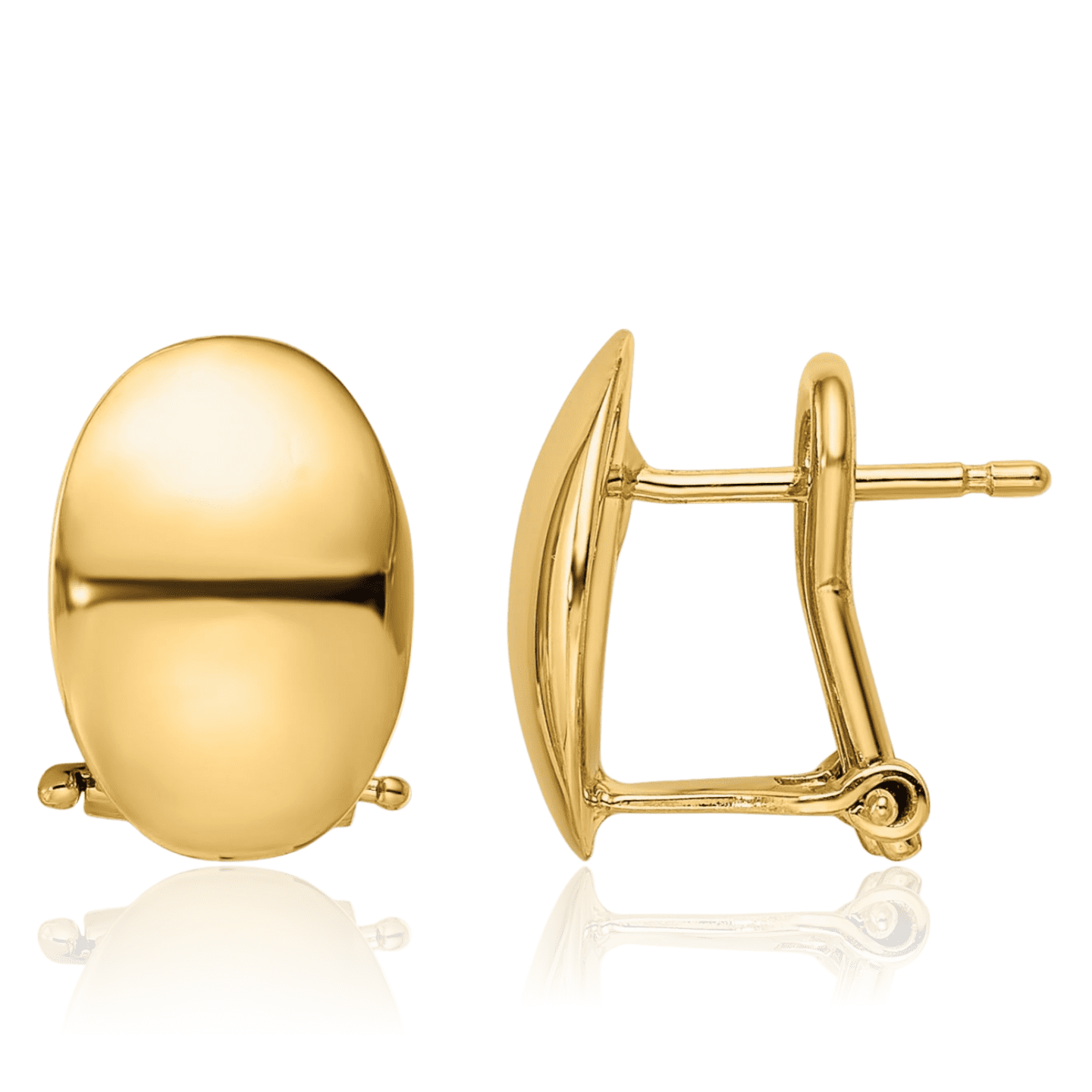 14K Solid Yellow Gold Omega Clip Back Post Stud Earrings - Walmart.com