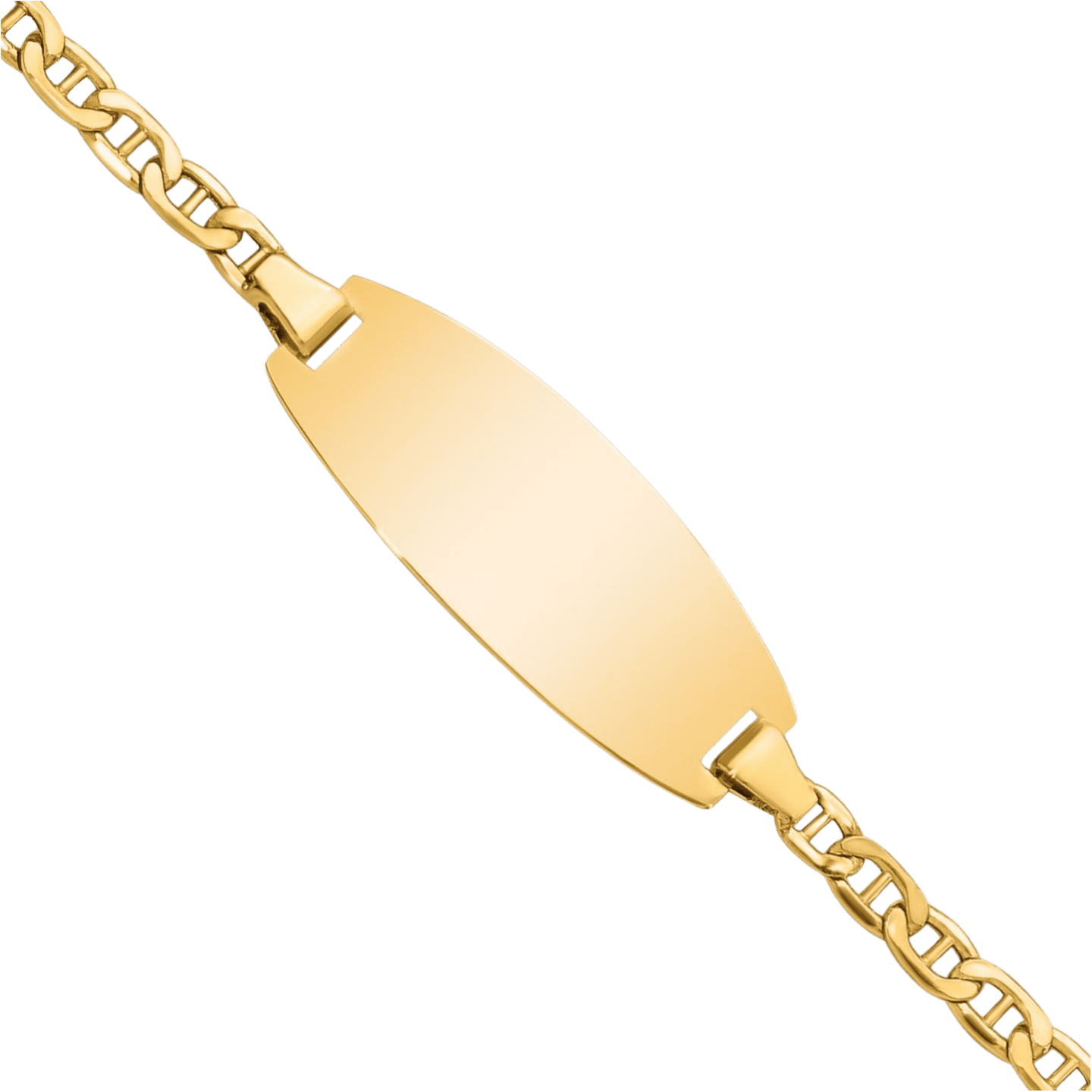 14K Solid Yellow Gold Oval Anchor Mariner Link Chain Name Bar ...