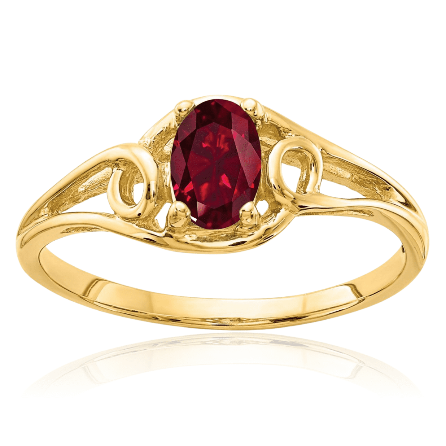 14K Solid Yellow Gold Oval Lab Red Ruby Ring July Birthstone Jewelry ...