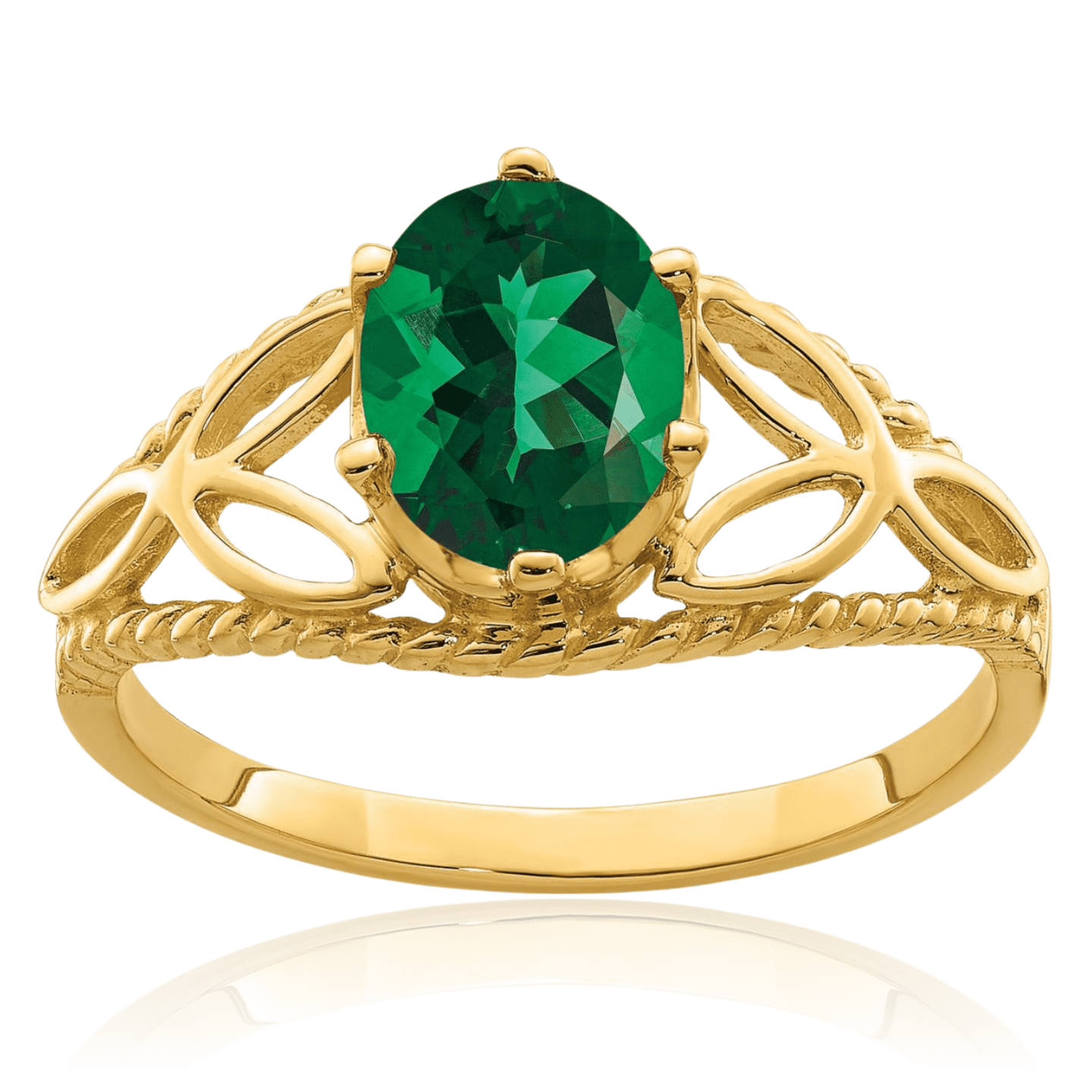 14K Solid Yellow Gold Oval Mount Saint Helens Green Helenite Ring ...