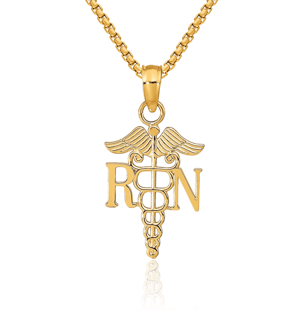 14K Solid Yellow Gold Rn Necklace Chain Pendant Charm - Walmart.com
